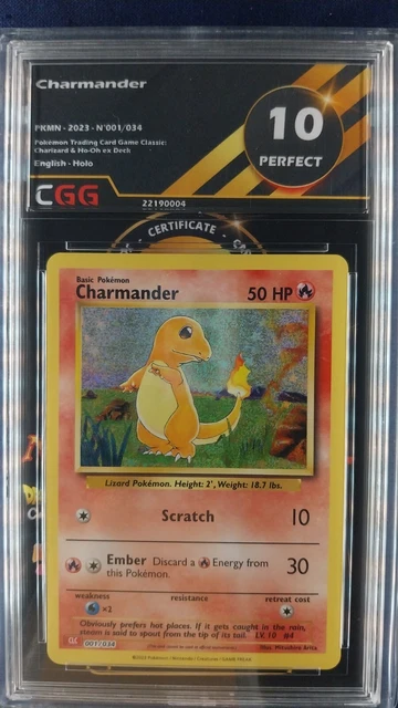 CHARMANDER CGG 10 Perfect ENGLISH CLC Charizard et Ho-Oh 001/034 ...