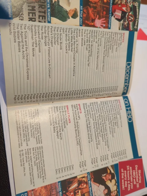 VINTAGE HBO HOME BOX Guide December 1981 KRAMER VS KRAMER Dustin ...