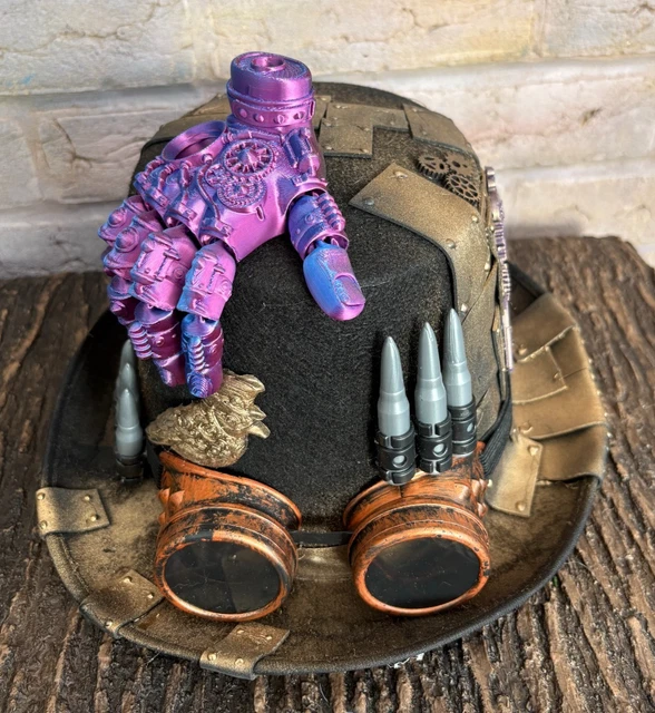 UNIQUE STEAMPUNK TOP Hat Goggles Industrial Bronze Metal Effect hand ...