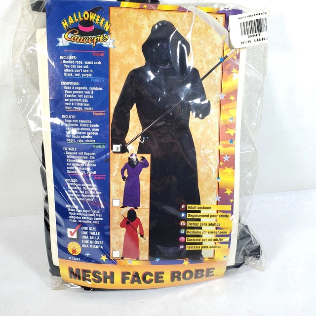 ADULT BLACK MESH Face Robe Halloween Costume Adult One Size $12.44 ...