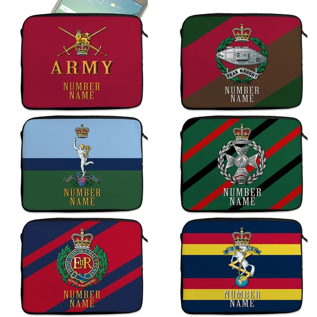 PERSONALISED MILITARY LAPTOP Sleeve Cap badge Neoprene Travel Case ...