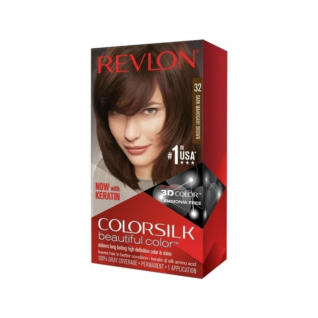 REVLON COLORSILK - Permanent hair color 32 Dark Mahogany Brown EUR 17 ...