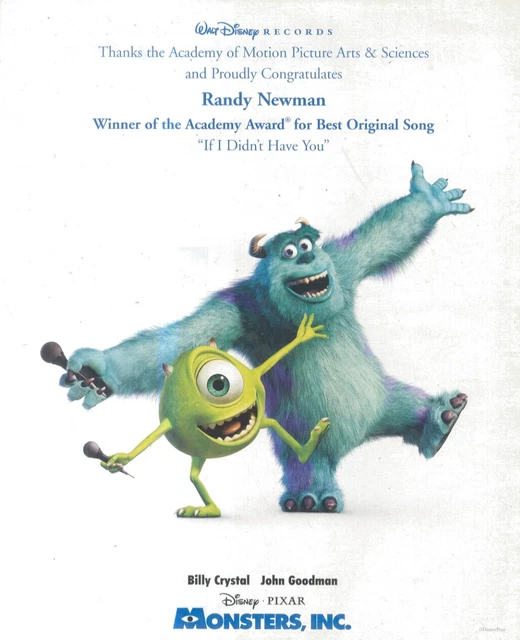 (HFBK38) ADVERT/POSTER 13X11& Randy Newman Monsters Inc Disney Pixar £2 ...