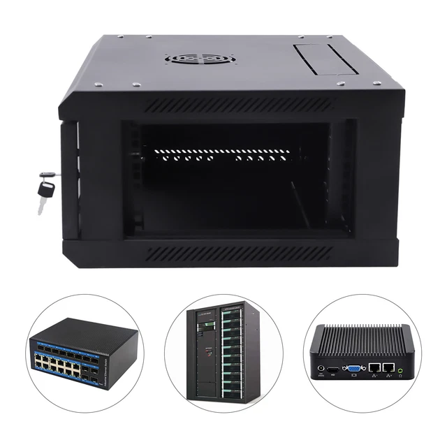4U WALL MOUNT Network Server Cabinet Rack Enclosure Glass Door Lock ...