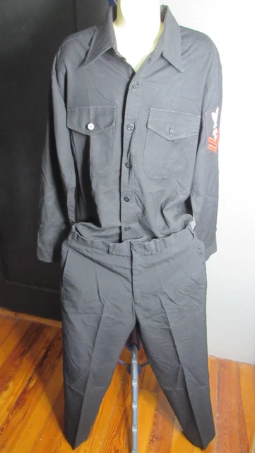 VINTAGE US NAVY Blue Uniform Pants (1) & Shirt (2) £24.49 - PicClick UK