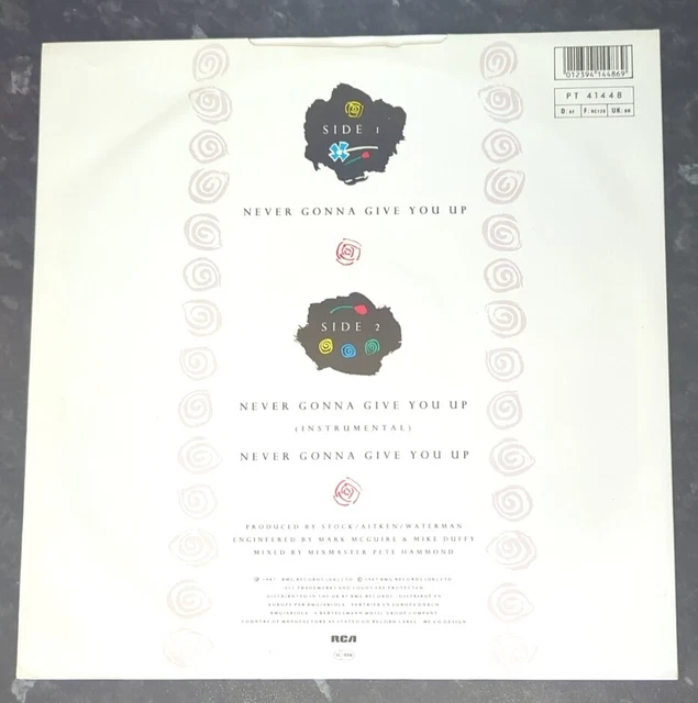 RICK ASTLEY NEVER Gonna Give You Up (Cake Mix) 1987 12 pouces vinyle ...