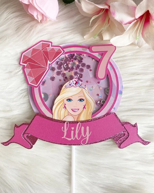 BARBIE CAKE TOPPER 3D Shaker - Kids' Birthday Decoration - with name ...