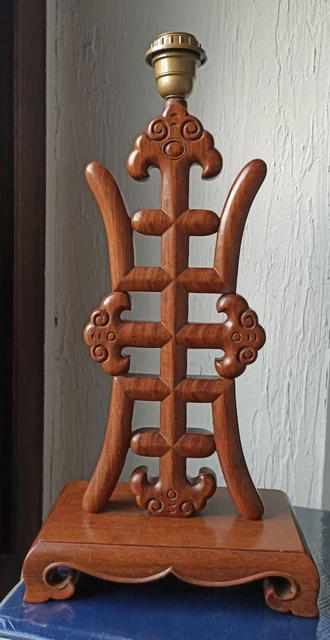 CHINESE SHOU CHARACTER symbol wood lamp Chine lampe en bois EUR 65,00 ...