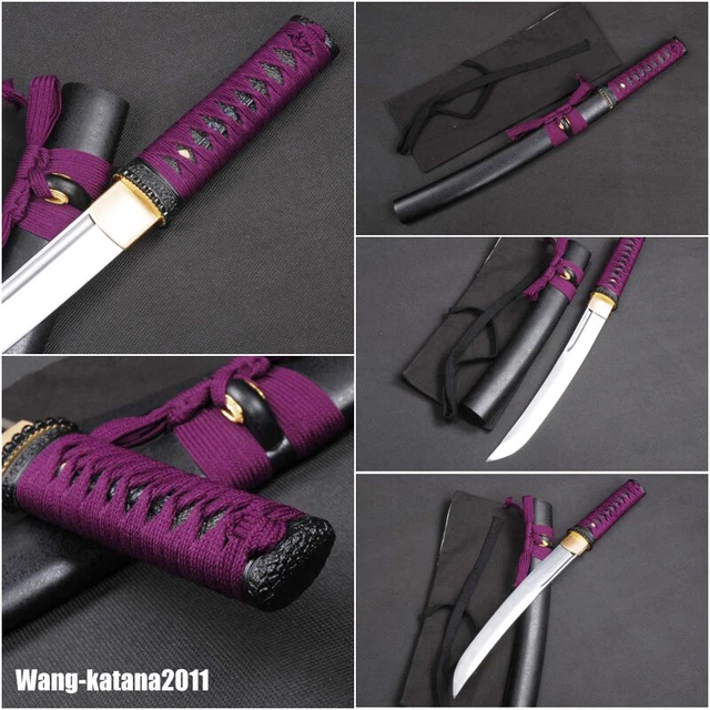 52CM SELF-DEFENSE TANTO 1095 Steel Japanese Unokubitsukuri Short Swords ...
