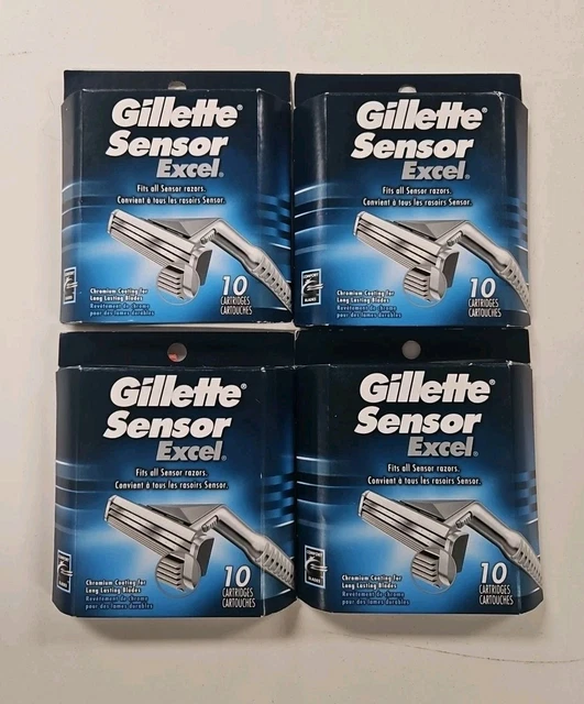 4 GILLETTE SENSOR Excel Shaving Cartridges - Packs of 10, Free Shipping ...