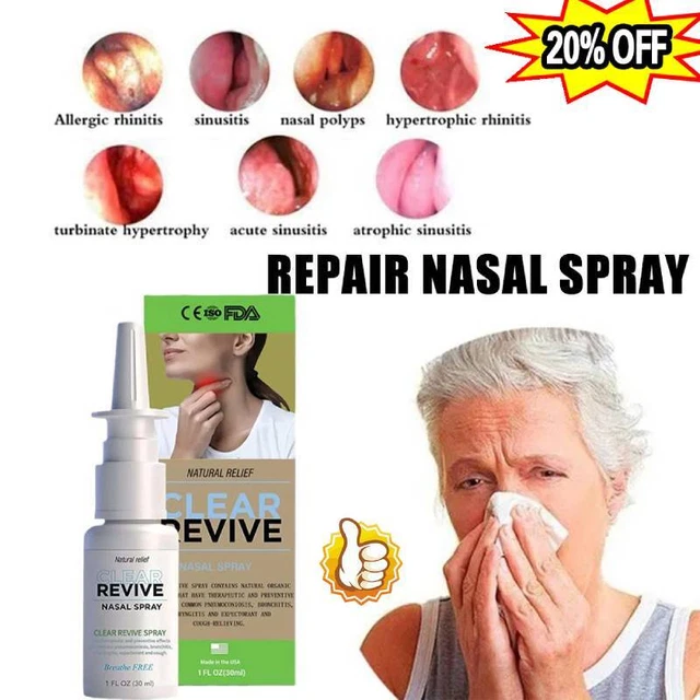 30ML CLEAR REVIVE Nasal Spray,Natural Saline Nasal Spray- Fast Relief £ ...