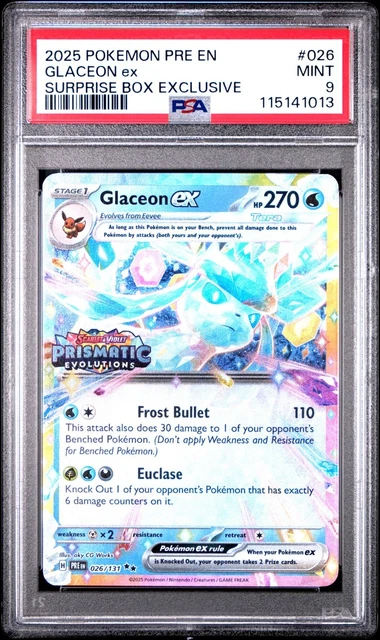 2025 POKEMON EN-PRISMATIC Evolutions Surprise Box Exclusive Glaceon Ex ...
