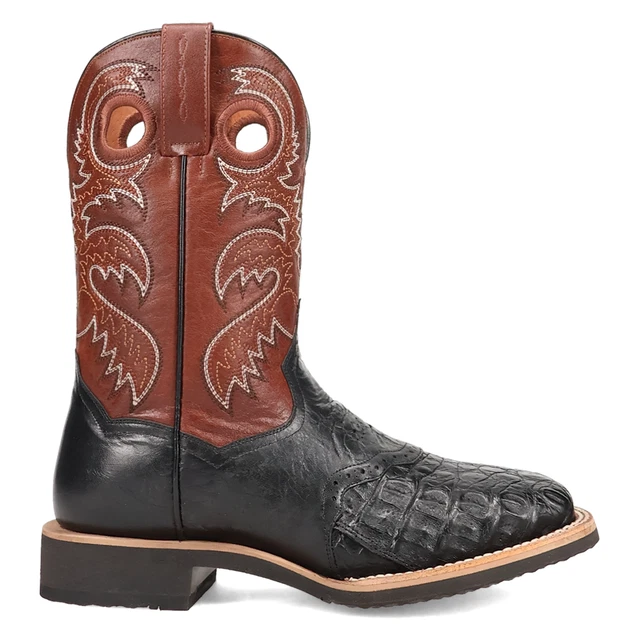DAN POST BOOTS Egan Caiman Embroidered Square Toe Pull On Cowboy Mens ...