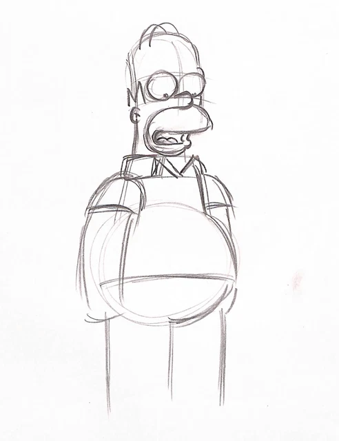THE SIMPSONS - Homer Simpson - Anime cel - Original Production Drawing ...