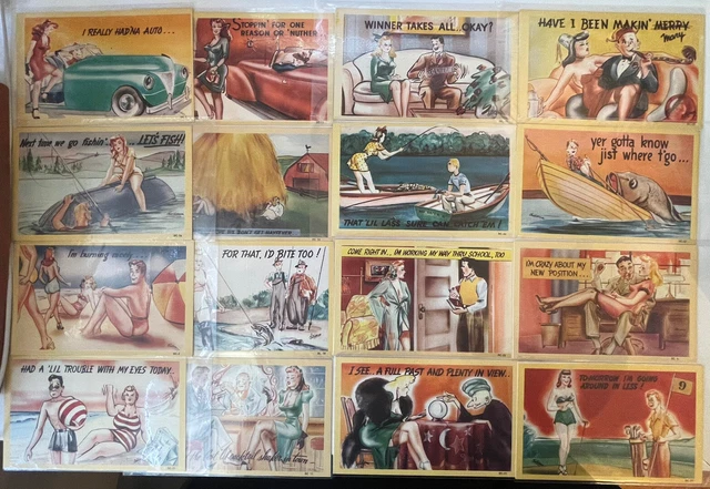 Vintage Comic Postcard Humor Sexy Risque Woman Set Lot Pinup Girl £70