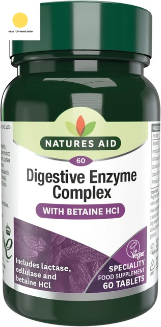DIGESTIVE ENZYME COMPLEX with Betaine Hydrochloride, Vegan, 60 Tabl £9. ...