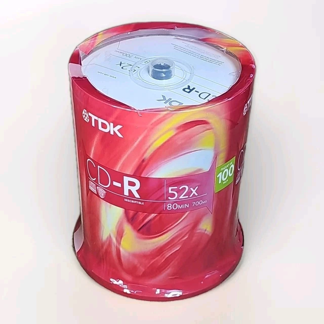 TDK 52X CD-R Recordable Blank Discs 100 Pack 80 Minute 700 MB NEW ...