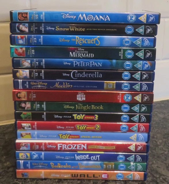 16 DISNEY DVDS Rescures/Snow White/Jungle Book/Peter Pan/Cinderella/Toy ...