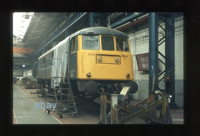 ORIGINAL 35MM SLIDE - AC / Class 85 gets attention at Crewe works - 7. ...