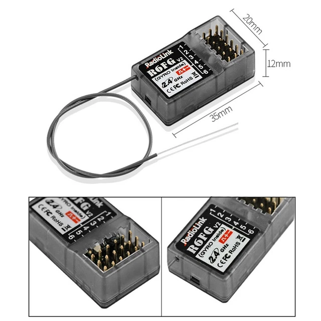 R6FG 2.4GHZ 6CH Gyro RC Receiver for RC6GS RC4GS RC4G Radiolink ...