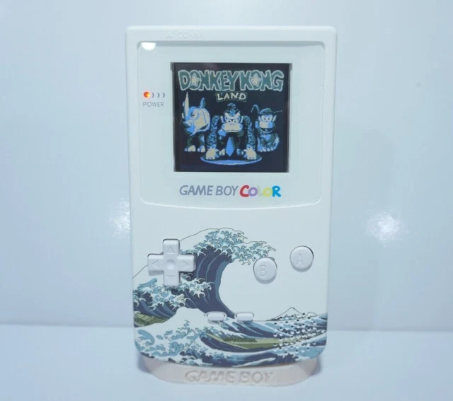WHITE &THE WAVE& Gameboy Color GBC Handheld Console with IPS Backlit ...