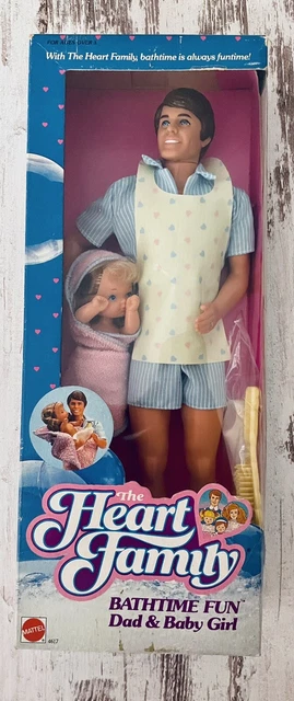 BARBIE 1987 THE Heart Family Bathtime Fun Dad & Baby Girl fabriqué en ...