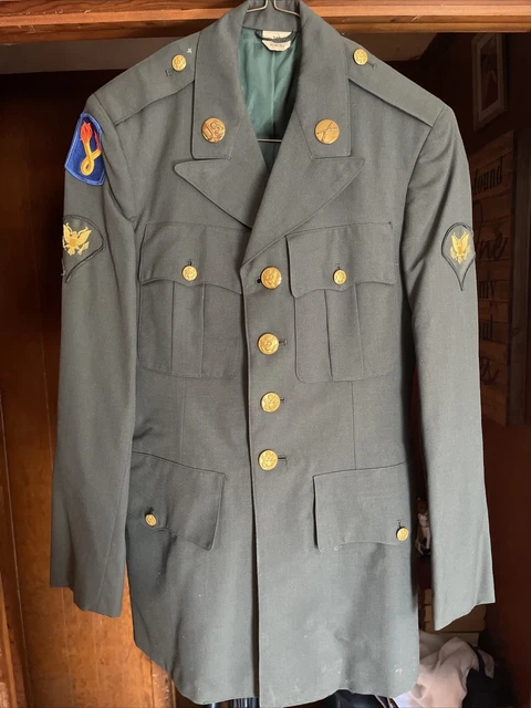 VINTAGE AUTHENTIC U.S. Army Military Wool Coat Vietnam War Era Sz 34R w ...