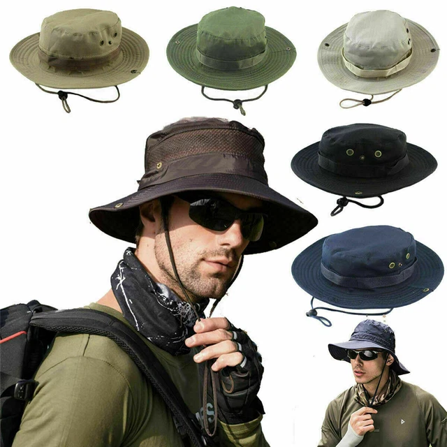 MEN WOMEN SUN Hat Bucket Hat Safari Bush Boonie Hat Wide Brim Fishing ...