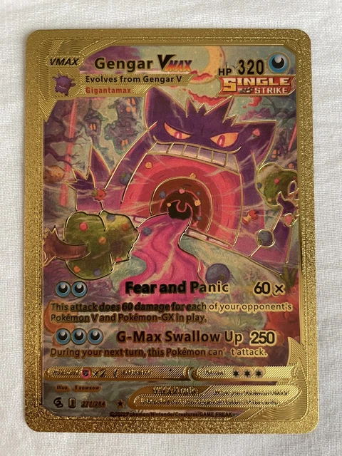 GENGAR VMAX (271/264) Fusion Strike Gold Display Pokémon Card Rare Gift ...