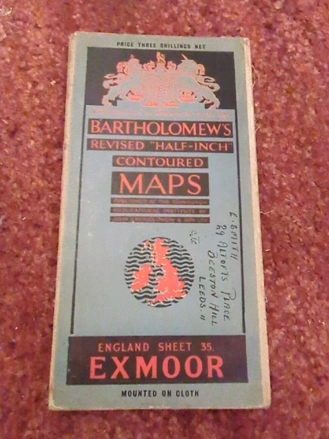 BARTHOLOMEW'S HALF INCH Contoured Map EXMOOR Sheet 35 EUR 2,34 ...