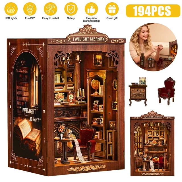 SAGITERRA DOLLHOUSE KIT Book Nook DIY Miniature Dollhouse Bookshelf ...