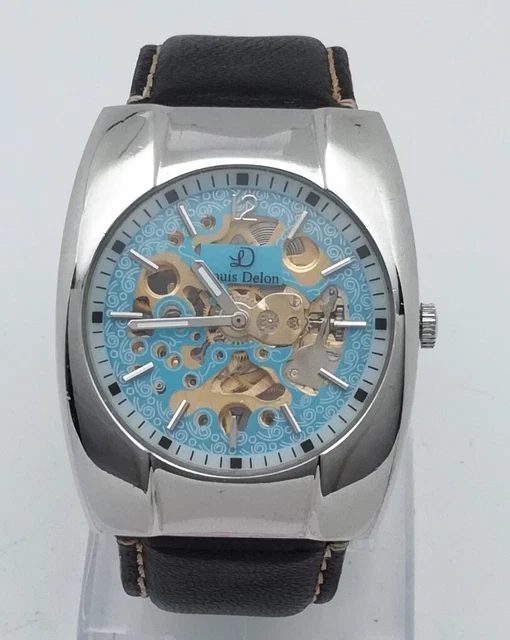 LOUIS DELON HERRENUHR,ARMBANDUHR,HANDAUFZUG,LEDERBAND,DIE Uhr läuft EUR ...