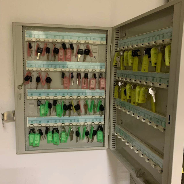 80 KEY STORAGE Cabinet Lock Box Safe Organizer Wall Mount Large Car Lot ...