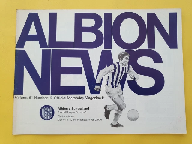 28 1 1970 West Bromwich Albion V Sunderland Football Programme