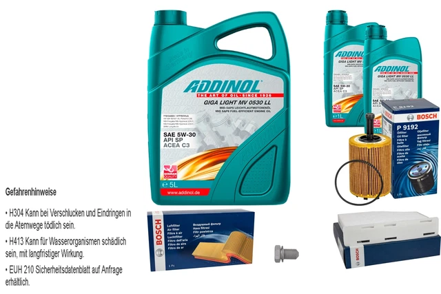 BOSCH INSPECTION SET 7L ADDINOL GIGA LÉGER MV 5W-30 pour Audi A3 Sportback 8PA EUR 118,96 ...