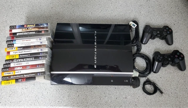 SONY PLAYSTATION 3 PS3 Console Black 40GB CECHG03 inc 2 controllers and ...