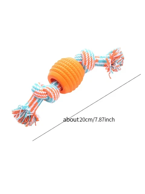 PET DOG TOY Cotton Rope Double Knot Ball Bite Resistant Tooth Cleaning ...