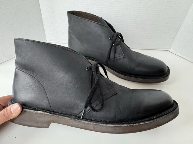 CLARKS BUSHACRE 2 Black Leather Desert Chukkas Boots Men’s 12 $46.75 ...