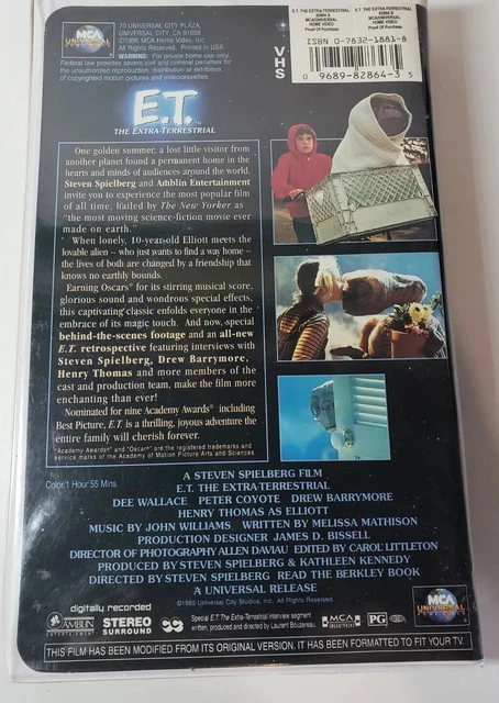 E.T. THE EXTRA-TERRESTRIAL (VHS, 1996, Clamshell) £7.29 - PicClick UK