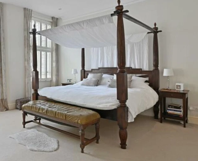 SUPER KING SIZE Lombok Four Poster Mahogany Canopy Bed £700.00 ...