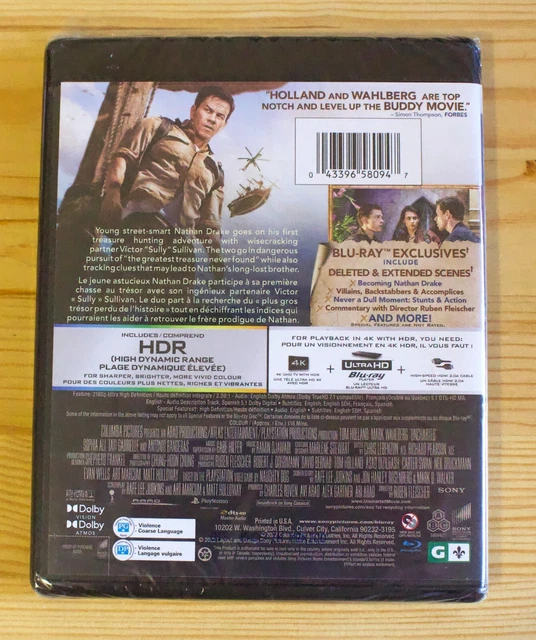 UNCHARTED 4K UHD Blu-ray Tom Holland Mark Wahlberg Brand New $18.99 ...