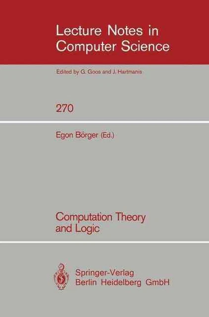 COMPUTATION THEORY AND Logic by Egon B?rger (English) Paperback Book £ ...