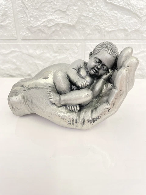 J TUPTON SIGNED Sculpture Baby In Hand Gunmetal Finish $30.95 - PicClick AU