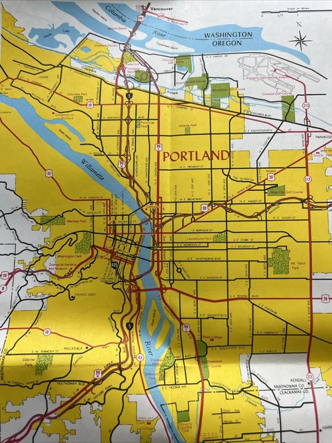 OREGON OR STATE Highway Map Road VTG 1968 Portland Salem Eugene Bend ...