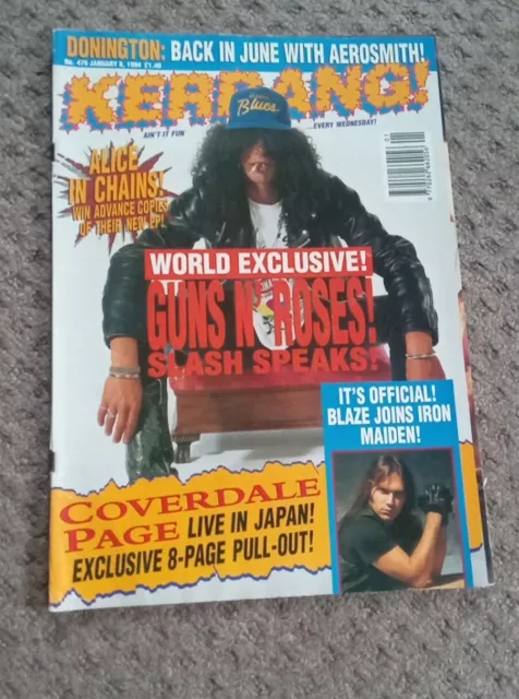 KERRANG MAGAZINE NO 476 January 8 1996 Guns N Roses coverdale/page rare ...