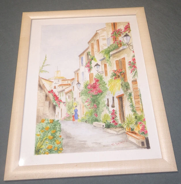 TABLEAU AQUARELLE NON identifié - encadré - Signé D.SANCHEZ EUR 10,00 - PicClick FR