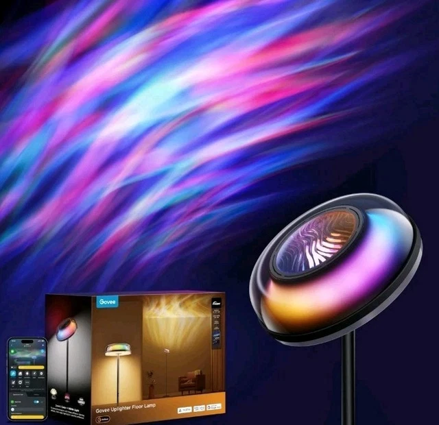 GOVEE UPLIGHTER FLOOR Lamp for Living Room, RGBIC Ripple Projector $178 ...
