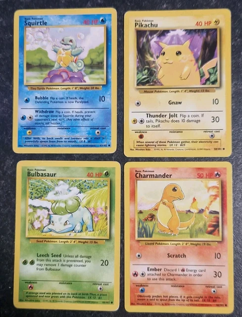 BASE SET POKEMON Cards Bundle Charmander Squirtle Bulbasaur WOTC 1999 £9.50 - PicClick UK
