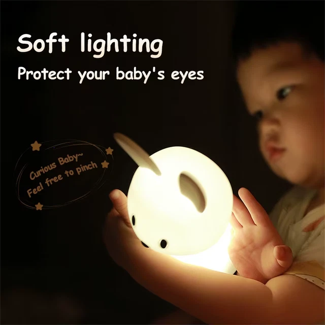 LED NIGHT LIGHT Cute Rabbit Animal Cartoon Silicone Lamp USB ...
