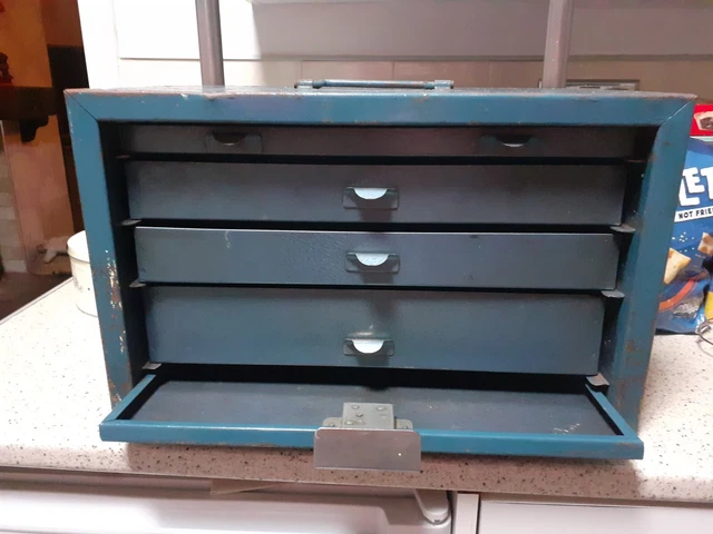 VINTAGE ENOX ENGINEERS Metal Tool Box, 4 Drawer Tool Box, With Lock And ...
